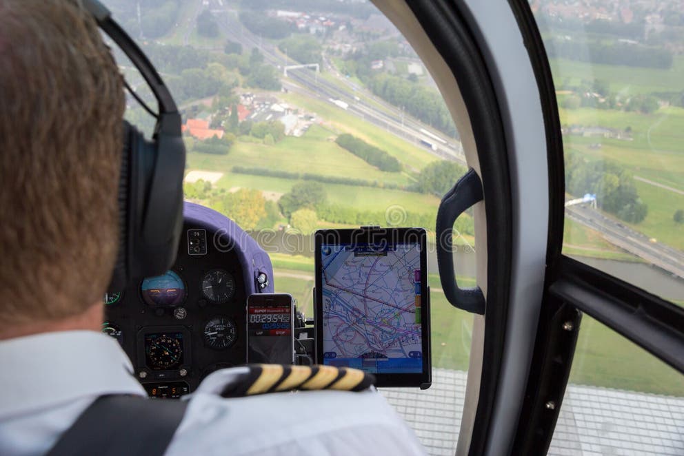 Helicopter Pilot Navigation Chart Tablet Editorial Image - Image of ...