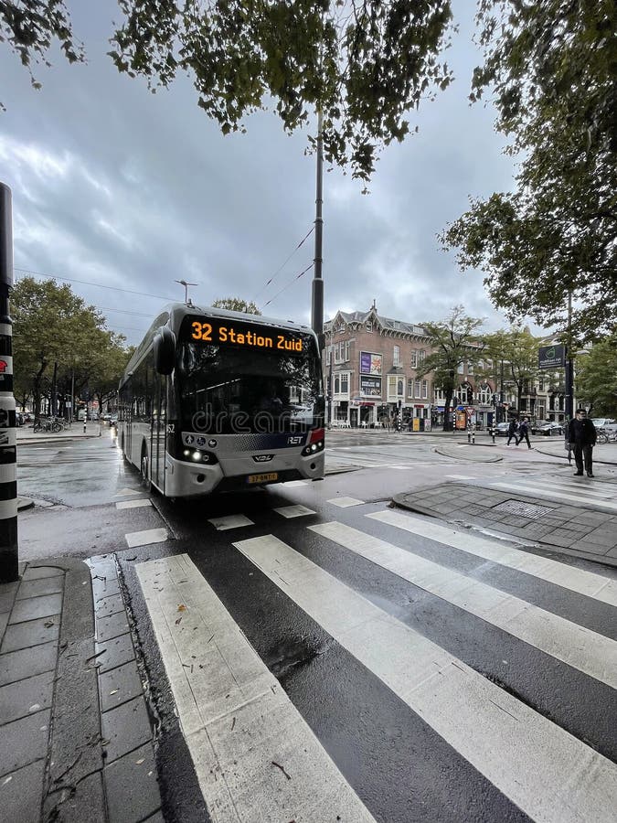 Public Bus in Downtown Rotterdam, the Netherlands Editorial Image ...