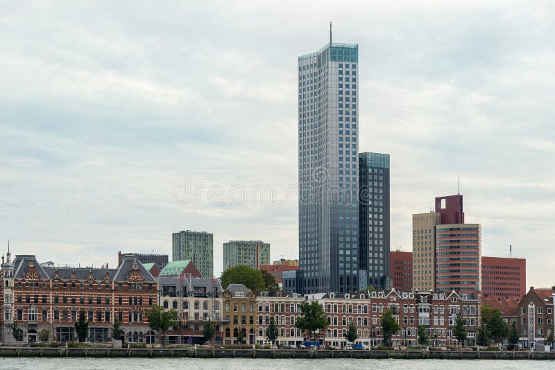 Rotterdam Old Residential Area in Front with a Modern Skyscrapers at ...
