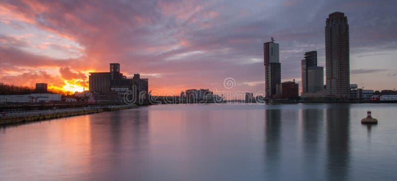 Rotterdam Skyline at Sunset Stock Photo - Image of city, business: 35627506