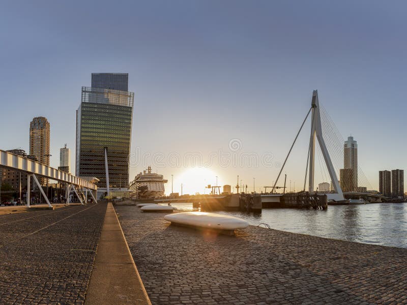 Rotterdam Skyline during Sunset Editorial Stock Photo - Image of ...