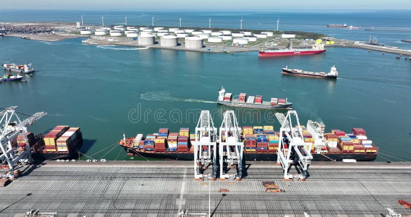 Rotterdam, 18th of April 2022, the Netherlands. Container Terminal ...