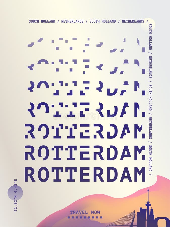 Rotterdam Typography Minimalist Vector Poster Layout. Brochure, Leaflet ...