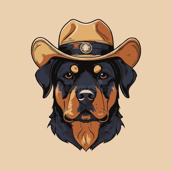 Rottweiler with Cowboy Hat stock vector. Illustration of doggy - 358685134
