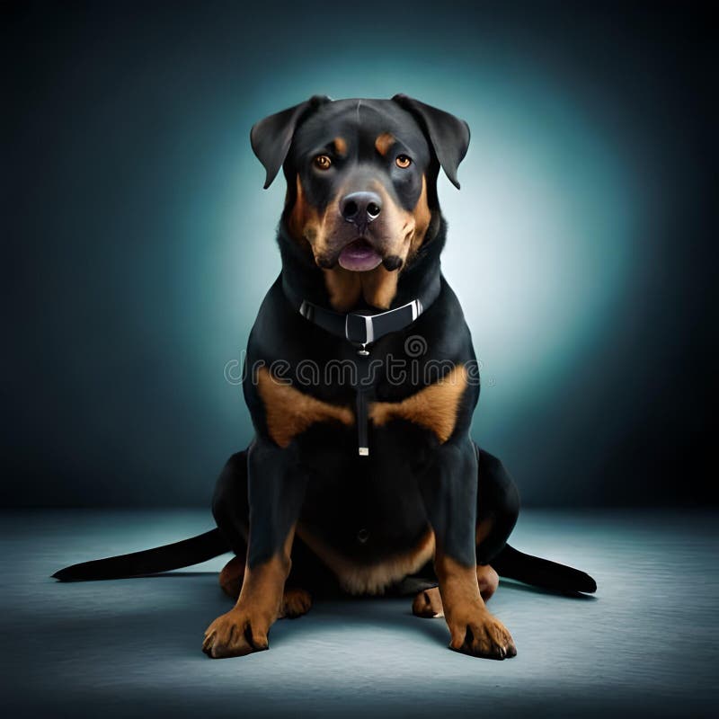 Rottweiler Dog on Black Background. Stock Illustration - Illustration ...