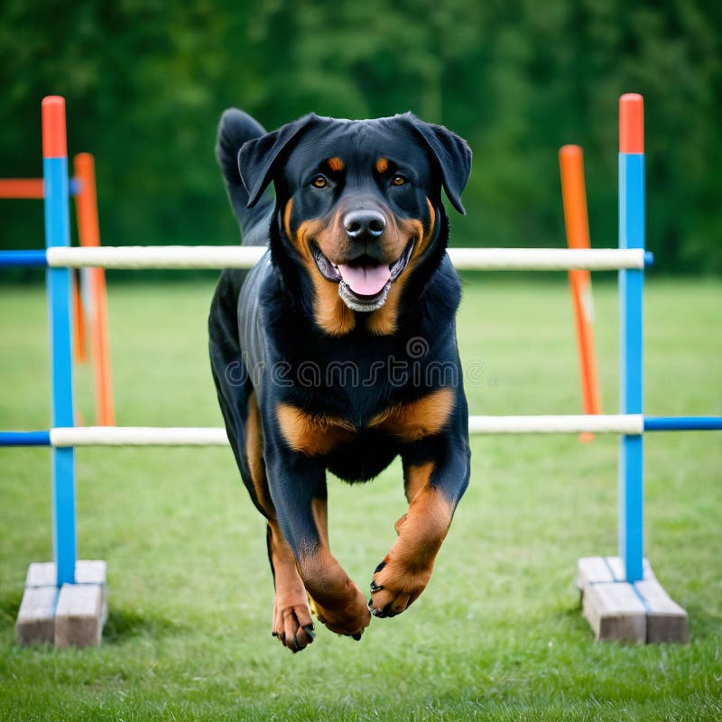 Rottweiler Dog Navigating a Hard Agility Course with Focus and ...