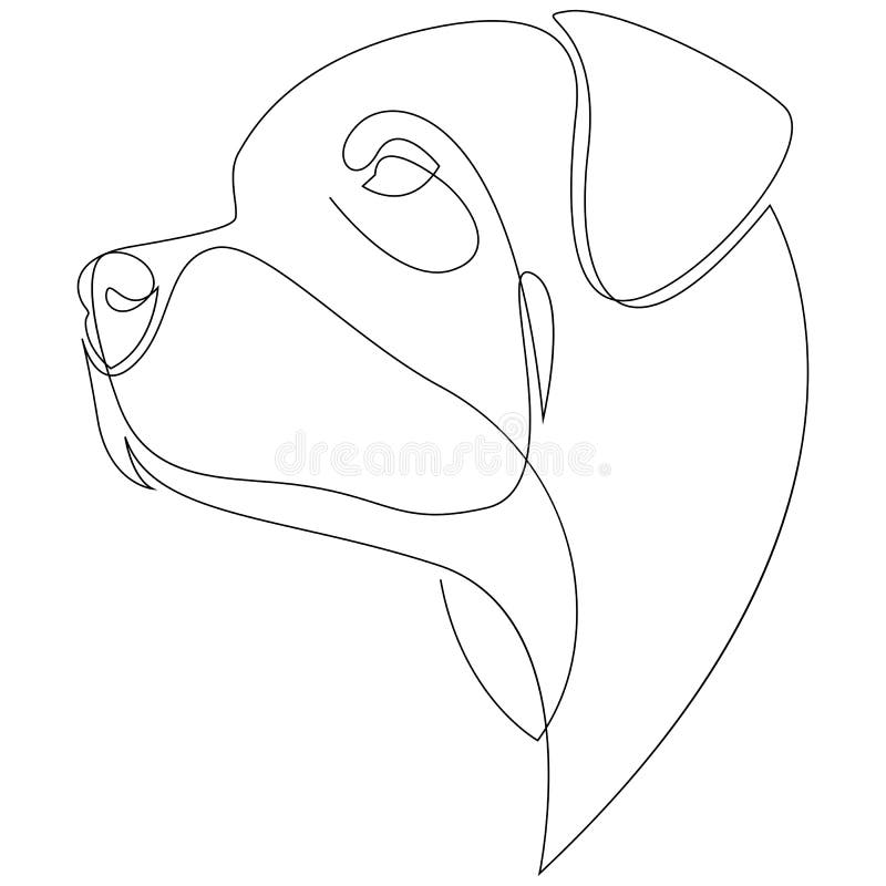 Rottweiler Dog Portrait. Continuous Line. Dog Line Drawing. Vector ...