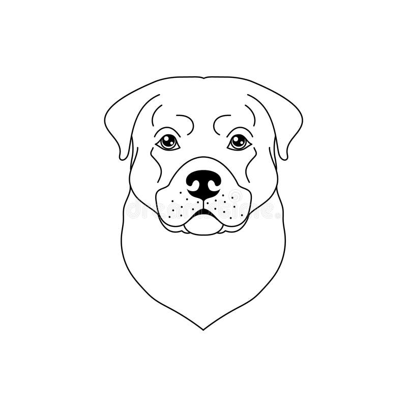 Rottweiler Dog Icon in Line Art Style Stock Vector - Illustration of ...