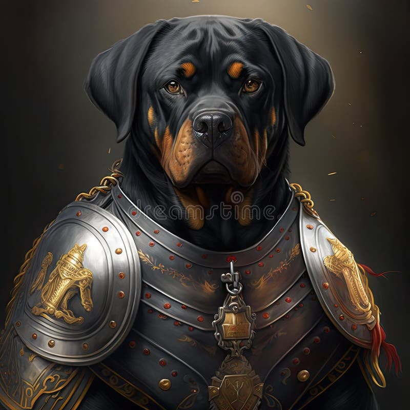 Rottweiler Dog in a Medieval Armor. AI Image. Stock Illustration ...