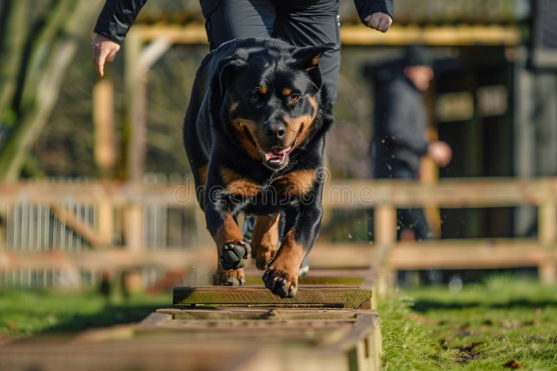 Rottweiler Dog Navigating an Agility Course with Determination and ...