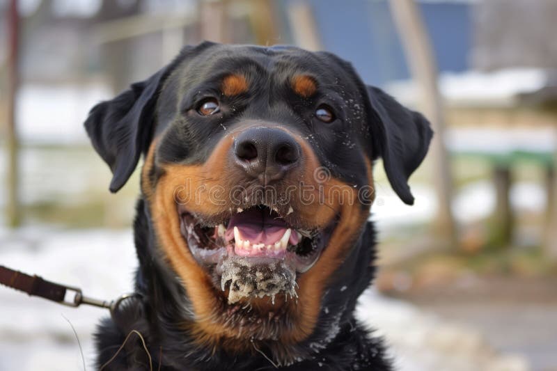 Rottweiler with a Goofy Smile and Drool Stock Photo - Image of humor ...