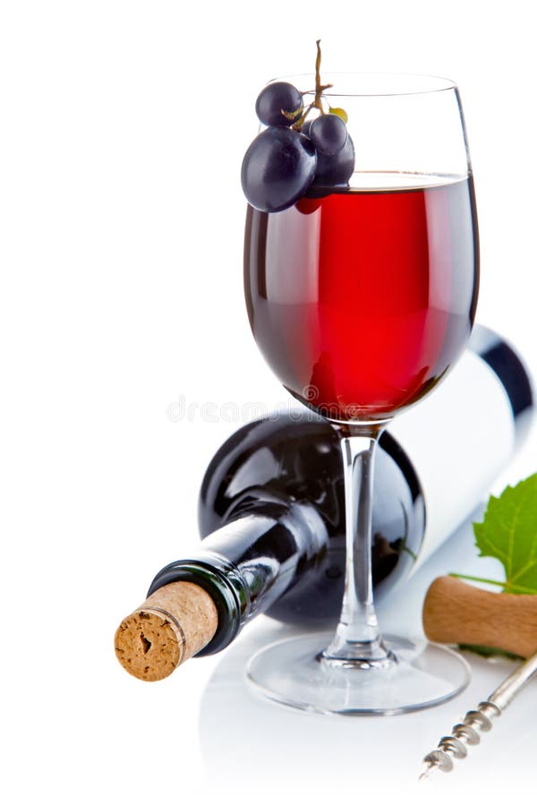 Rotwein Im Glas Mit Trauben Stockfoto - Bild von flüssigkeit ...