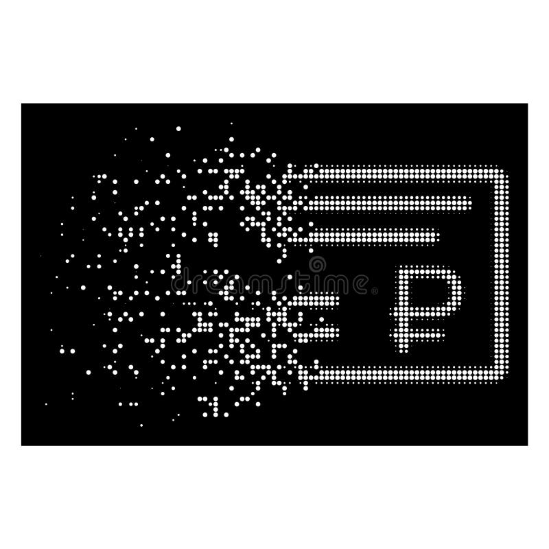 White Decomposed Pixel Halftone Rouble Cheque Icon Stock Vector ...
