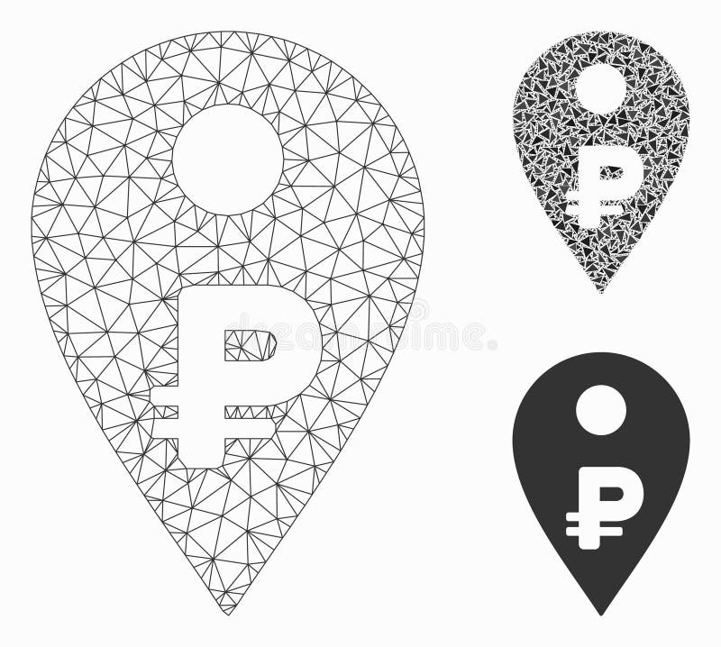 Rouble Map Marker Vector Mesh Carcass Model and Triangle Mosaic Icon ... Rouble Map Marker Vector Mesh Carcass Model and Triangle Mosaic Icon ...