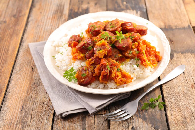 Rougail Saucisse, Creole Dish with Sausage Stock Image - Image of ...