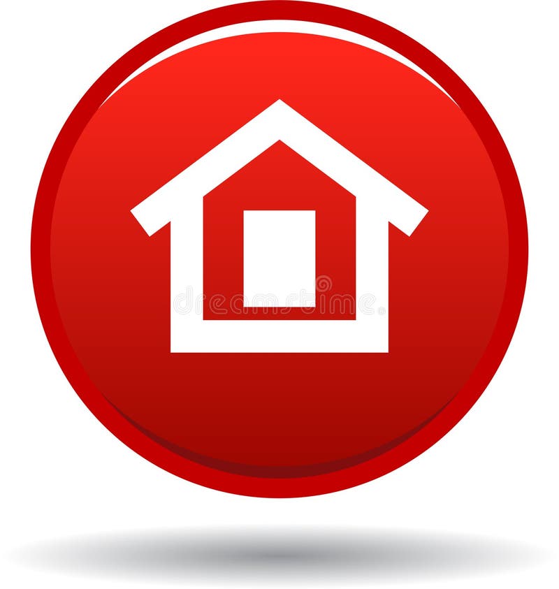 Rouge à La Maison D'icône De Web De Bouton Illustration de Vecteur ...