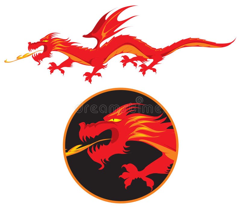 Dragon rouge illustration de vecteur. Illustration of signe - 7598083