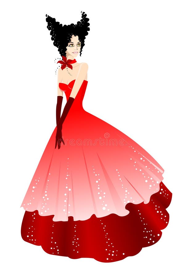 Princesse La Brune Dans Une Robe Rouge Illustration de Vecteur ...