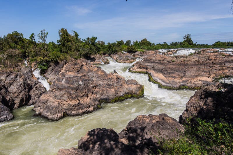 Rough and Abundant River White Flowing at Rock Side Stock Image - Image ...