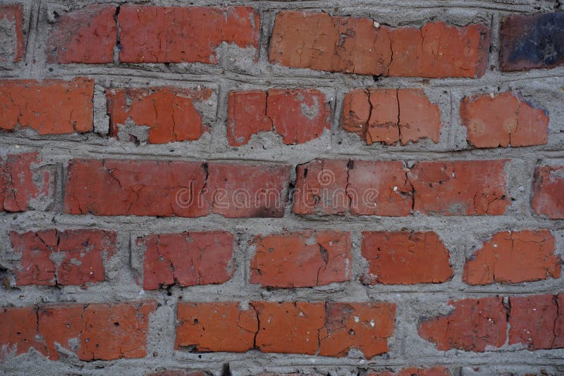Rough Aged Masonry Background. Backdrop of Old Red Bricks with Shabby ...