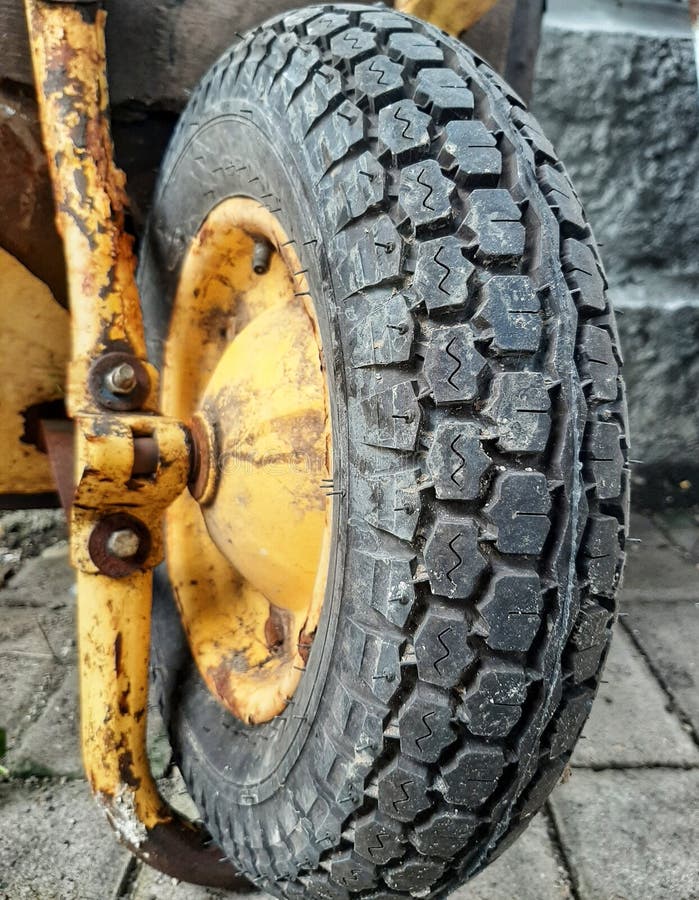 Rough Block Pattern of a Construction Cart Wheel Stock Photo - Image of ...