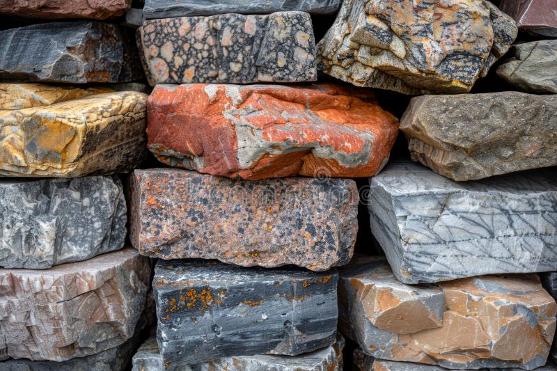 Rough Blocks of Granite, Limestone, and Sandstone, Showcasing Varied ...