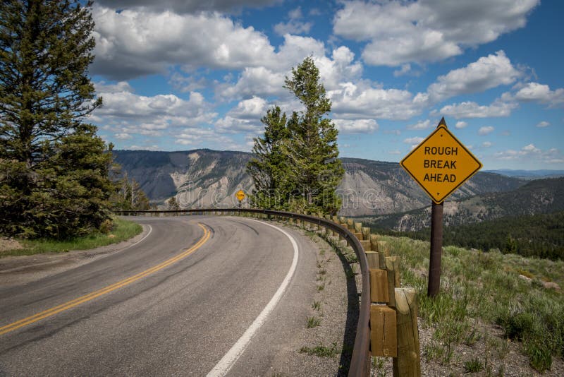 Rough Break Ahead Sign in the Forest Stock Image - Image of leader ...