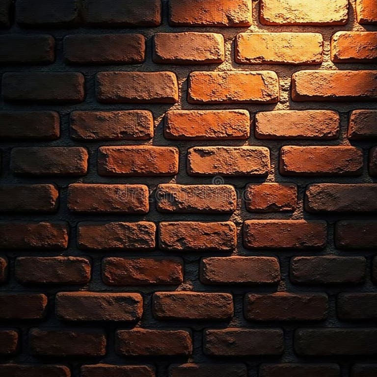 Rough Brick Wall, Dramatic Backlighting Reveals Deep Shadows, Design ...