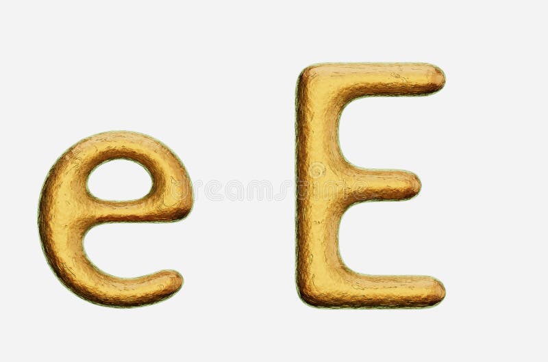 Rough Bronze Uppercase and Lowercase E on a White Background Stock ...