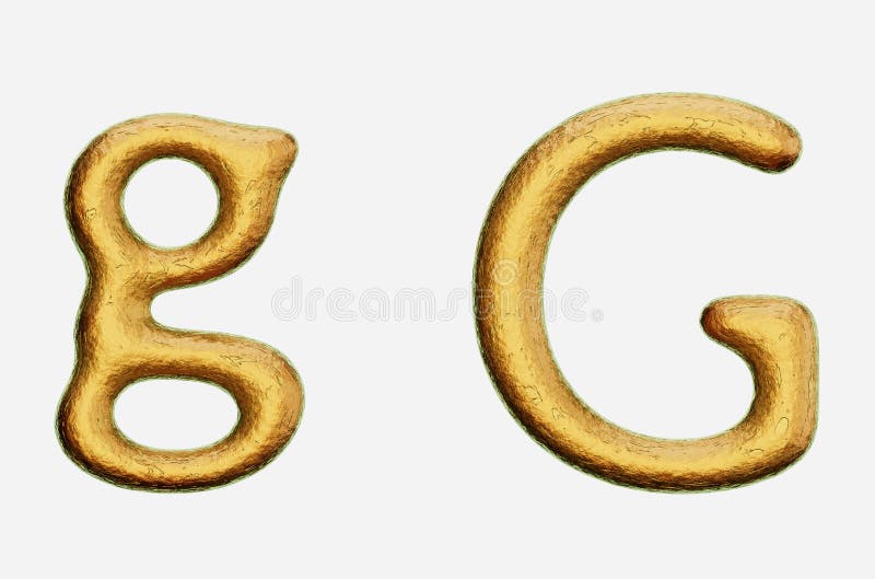 Rough Bronze Uppercase and Lowercase G on a White Background Stock ...