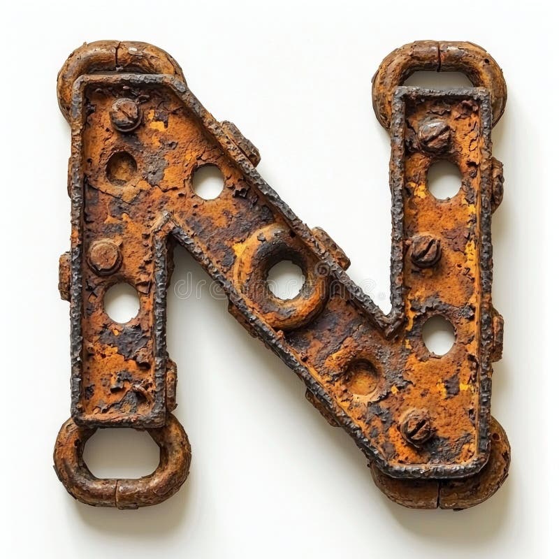 Rough Chain Letter N Displayed White Background Highlighting Its ...