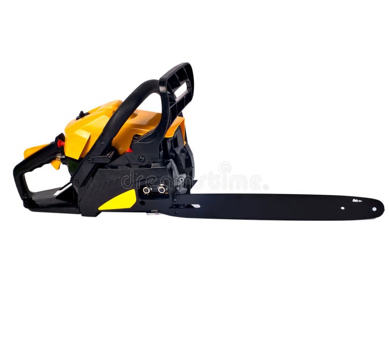 Rough Chain Saw Side View Isolated on White Stock Photo - Image of ...