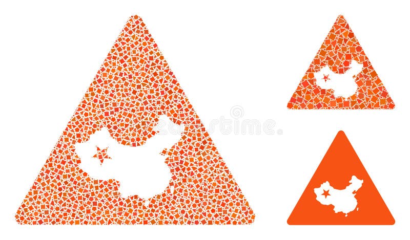 Rough Chinese Warning Icon Mosaic Stock Illustration - Illustration of ...