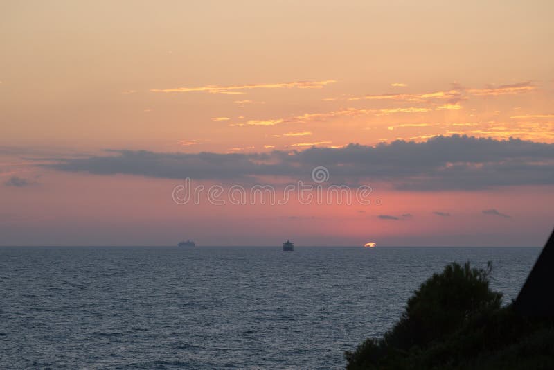 Rough and Choppy Sea, Waves, Rocks at Sunset Stock Photo - Image of ...