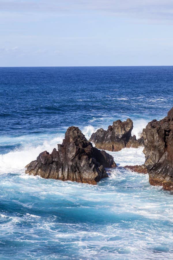 Rough Cliffs at the Shore of Lanzarote Stock Image - Image of landscape ...