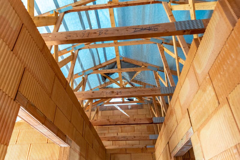 Rough Construction of a Brick Family House Stock Image - Image of basic ...