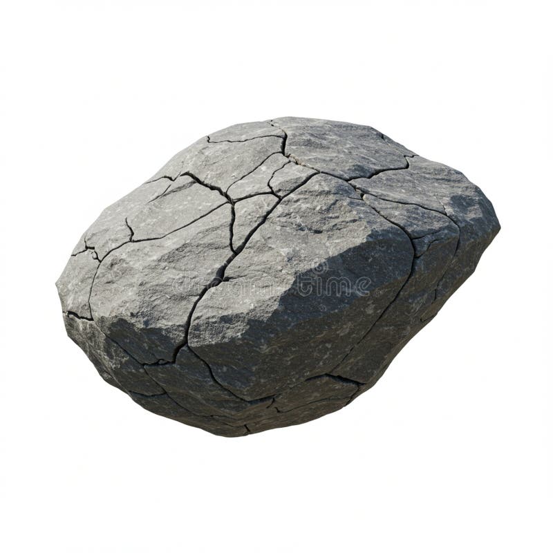 Rough, Cracked Gray Rock with Visible Fractures and a Textured Surface ...