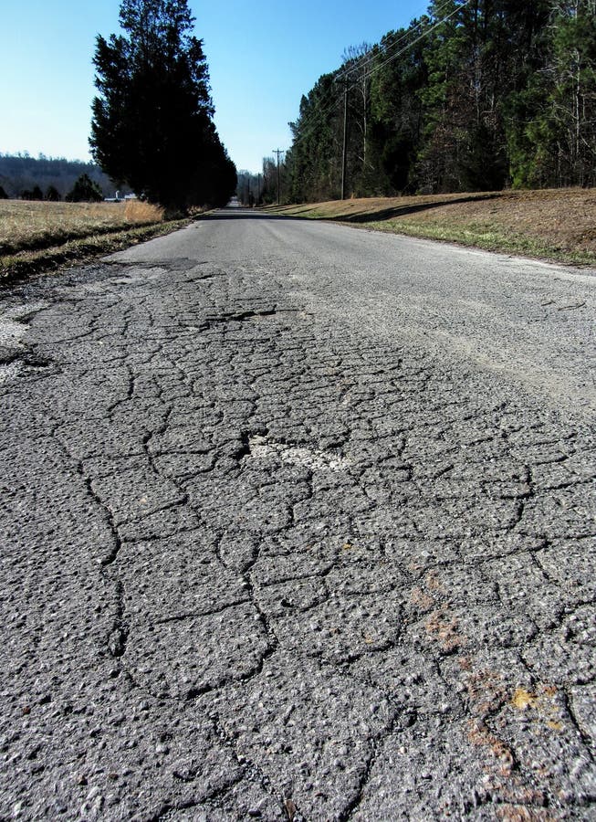 Rough Cracked Road Background with Leading Lines Stock Image - Image of ...