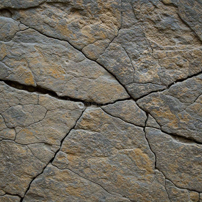 Rough, Cracked Stone Surface Featuring a Network of Intersecting ...