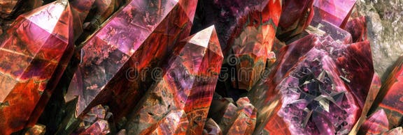 Rough Crystal Surfaces in Deep Red and Green, with a Sharp and Jagged ...
