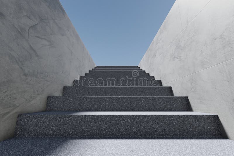 Rough Dark Gray Stairs with Shadow To and Concrete Wall Stock ...