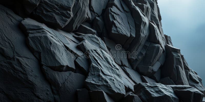 Rough Dark Rock Face with Blue Sky Stock Illustration - Illustration of ...