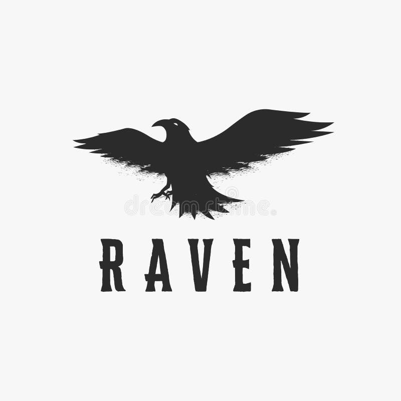 Rough Dirt Flying Crow Logo, Flying Raven Logo Vector Illustration ...