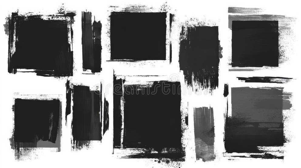 Black Rough Edge Rectangles Featuring Grunge Square Frames for Creative ...