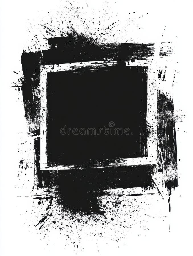 Rough Edge Black Rectangles with Grunge Textures for Artistic Design ...