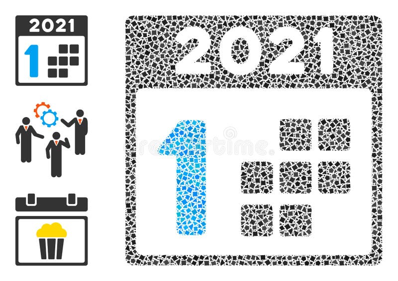 Rough 2021 First Day Icon Collage Stock Vector - Illustration of ...