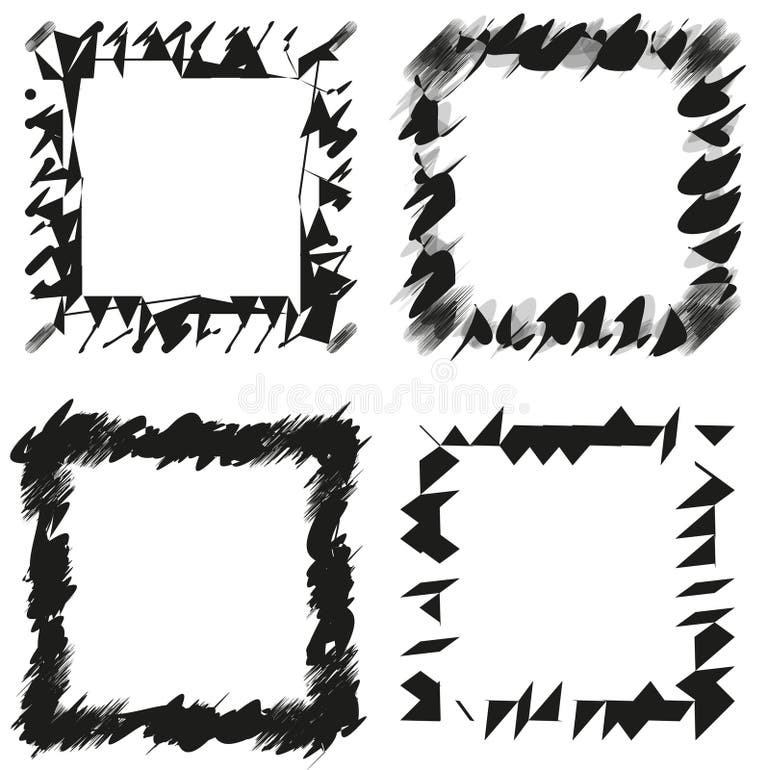 Rough Frame Pattern. Abstract Textured Borders. Artistic Design Layout ...