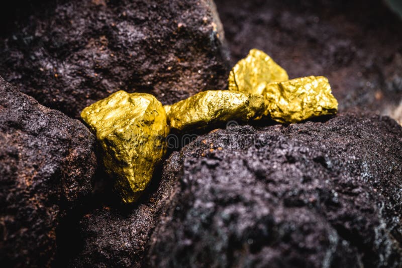 Golden Stone Isolated on White Background. Gold Cobblestone. Greeting ...