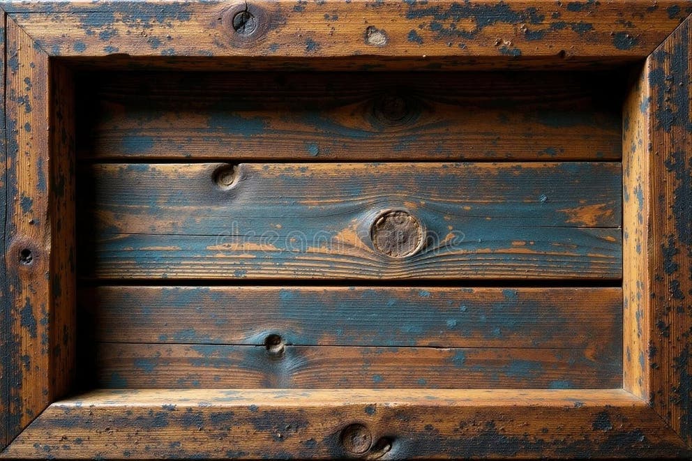 Rough Hewn Log Frame, Distressed Wood Texture, Retro, Clipping Path ...