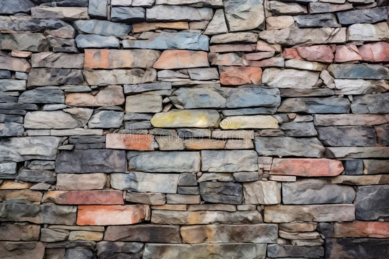Rough Hewn, Multi-colored Stone Wall Stock Photo - Image of colorful ...